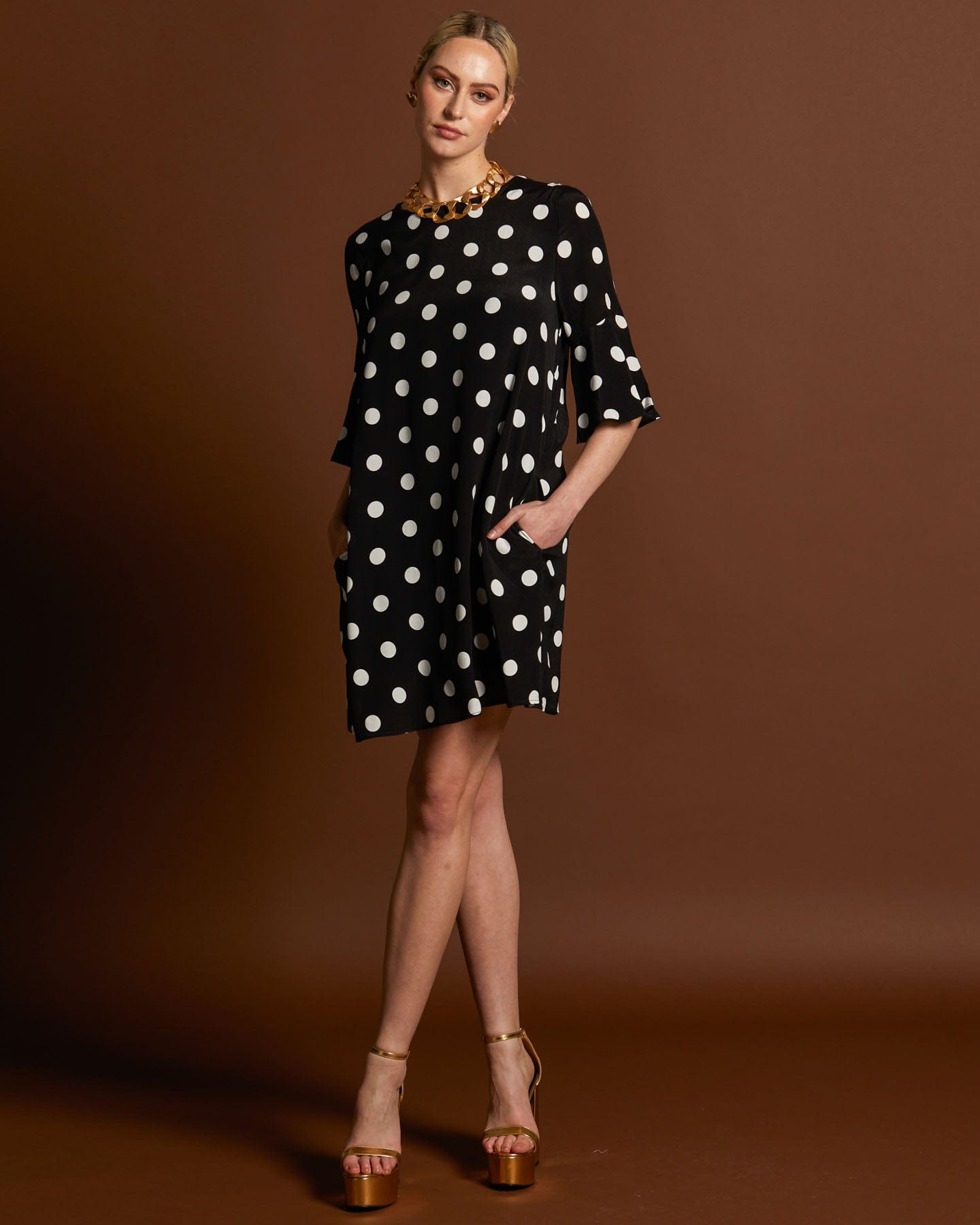 Fate + Becker | Superstition Frill Sleeve Mini Dress | Black Polka ...